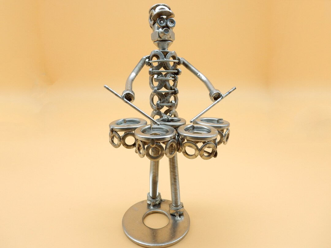 Drummer Drums Percussion Steel Drum Art Metal Sculpture Steel Bongos ...