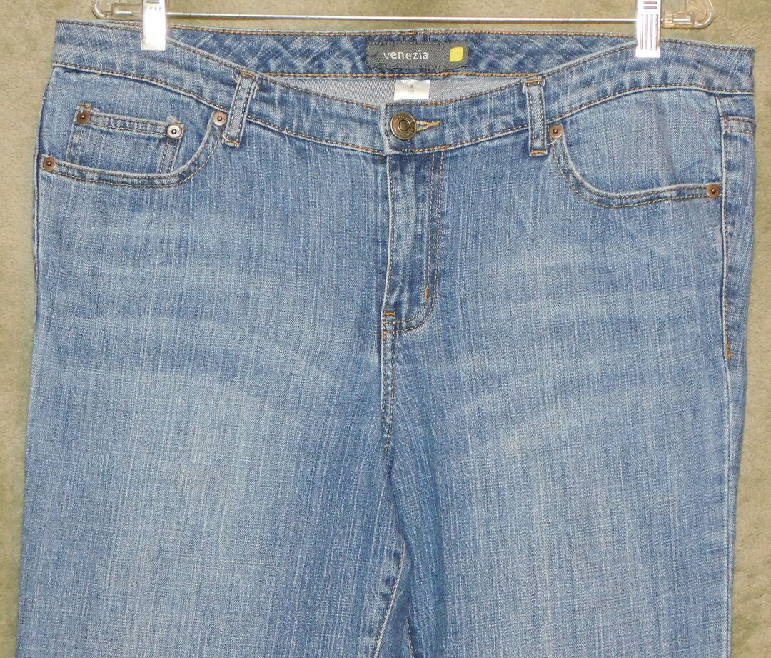 Venezia Yellow Square Jeans Mid Rise Boot Cut Women's Size 3 Tall 38 X ...