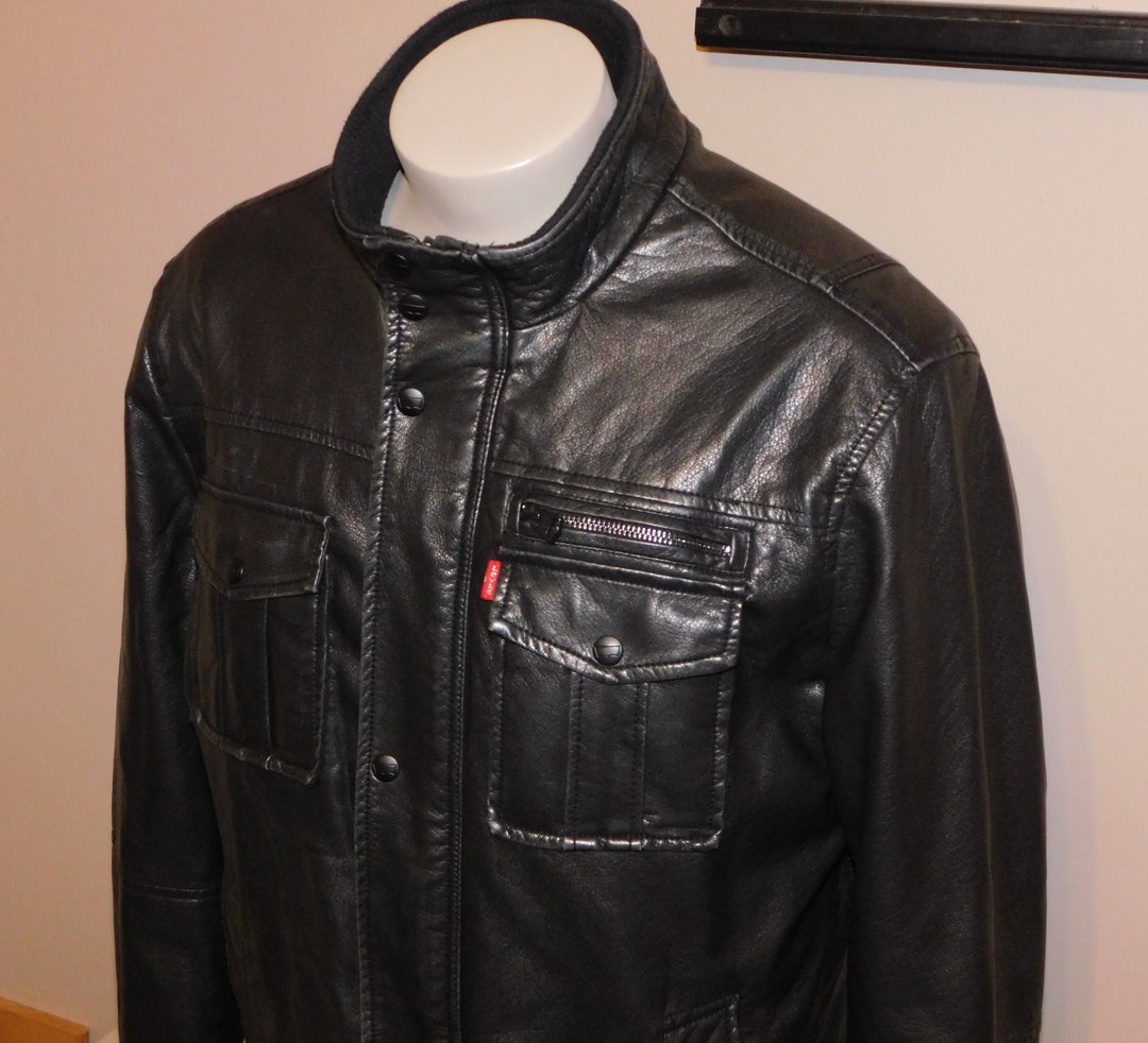 Levi's Motorcycle Jacket Sheep Shear Lined Mens Size Large Biker ...
