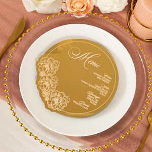 Elegant Round Circle Rose Gold Mirror Acrylic Menu Card - Etsy