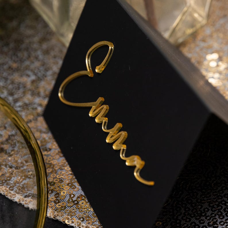 Luxury Gold Foil Menu Card With 3D Customized Name Tag - Etsy