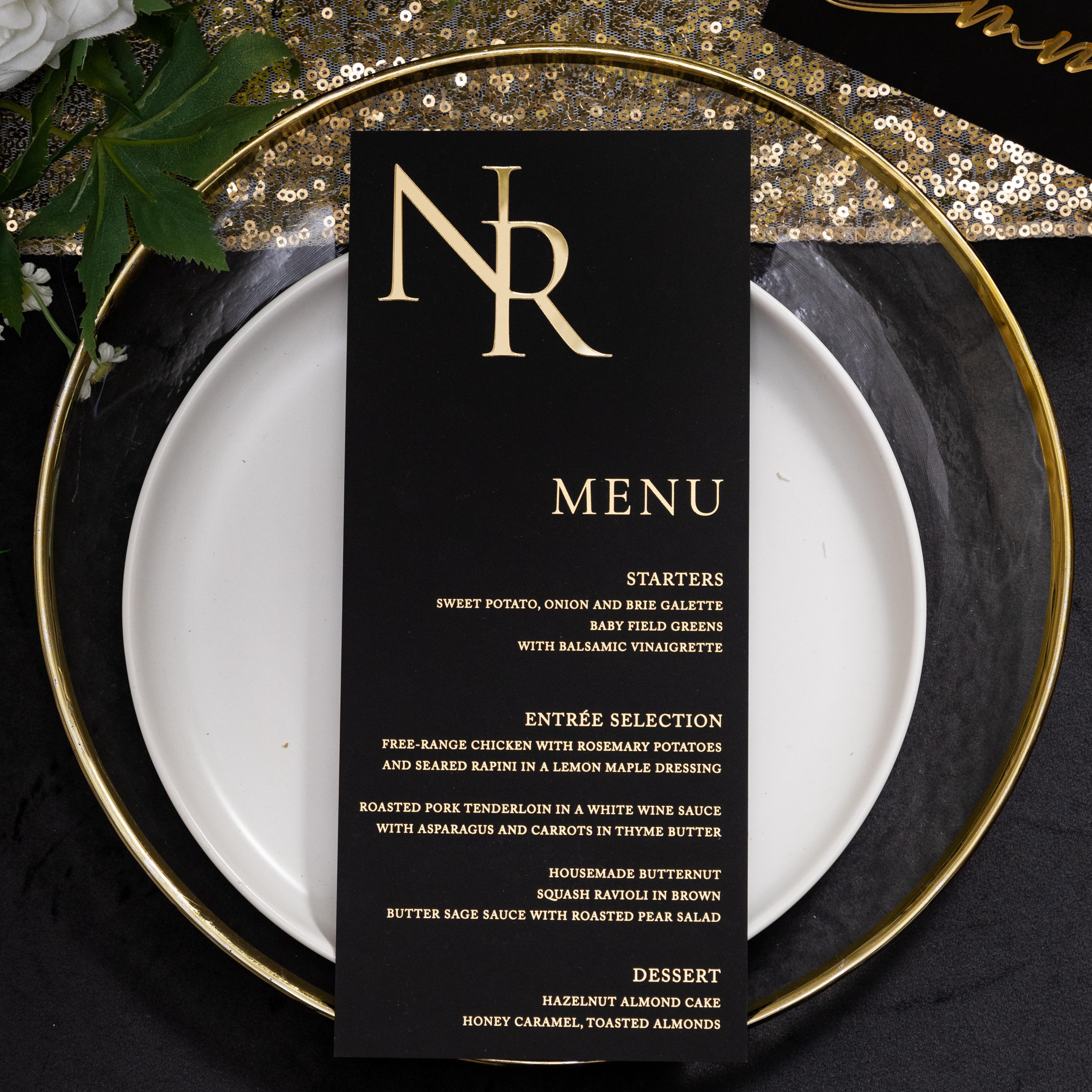 Luxury Gold Foil Menu Card With 3D Customized Name Tag - Etsy