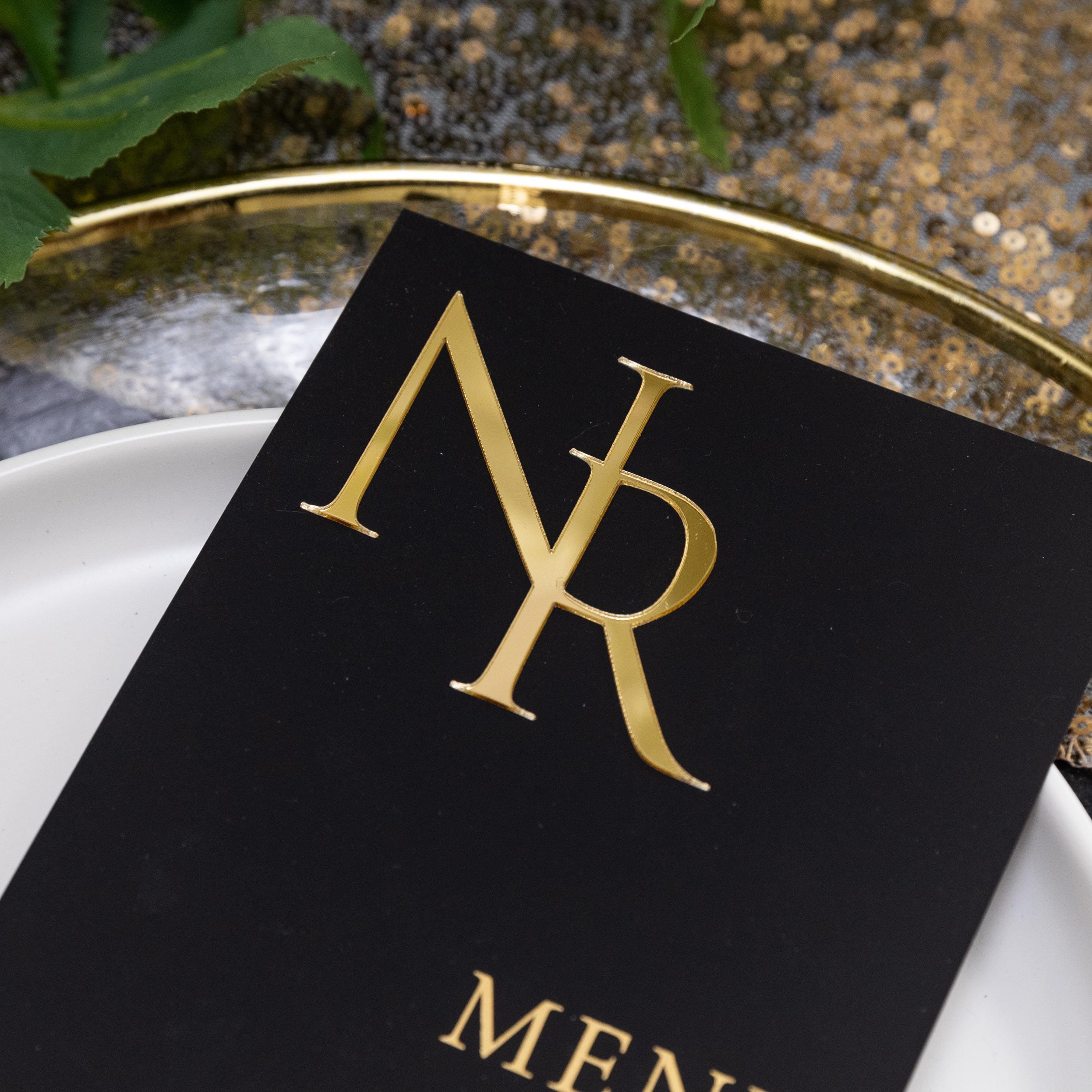 Luxury Gold Foil Menu Card With 3D Customized Name Tag - Etsy
