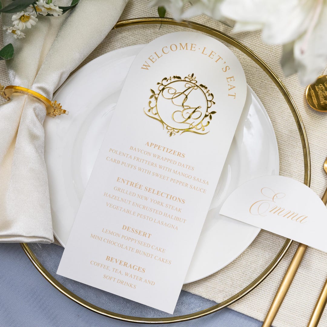 Lovely Arch Shape Menu Cards With 3D Customized Monogram - Etsy