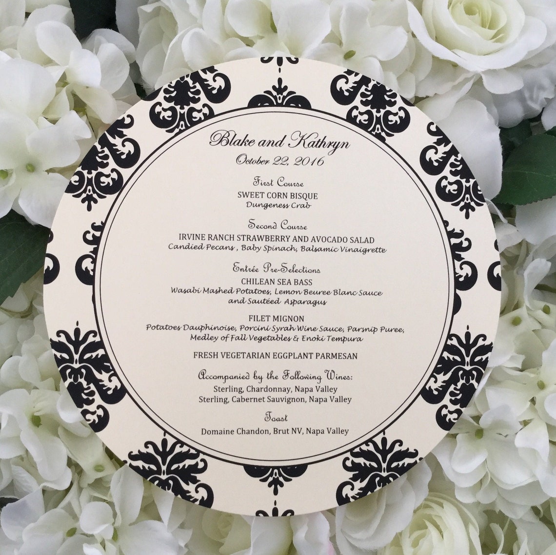 Round Wedding Menu Shimmer Wedding Menu Thermography - Etsy