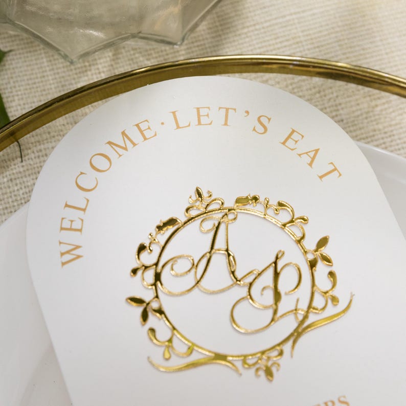Lovely Arch Shape Menu Cards With 3D Customized Monogram - Etsy