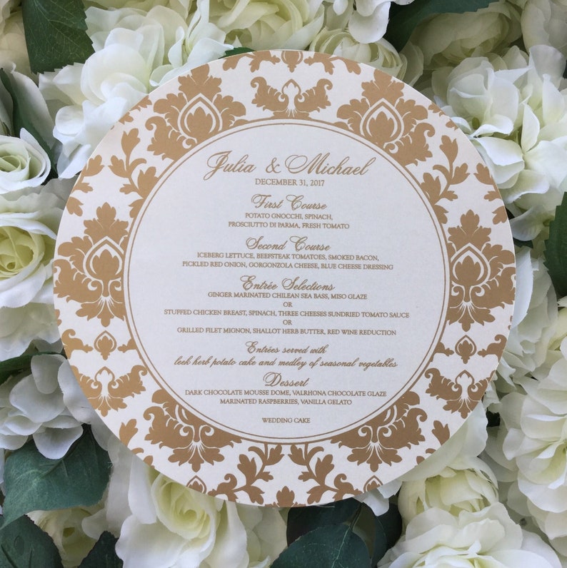 Round Wedding Menu Shimmer Wedding Menu Thermography - Etsy