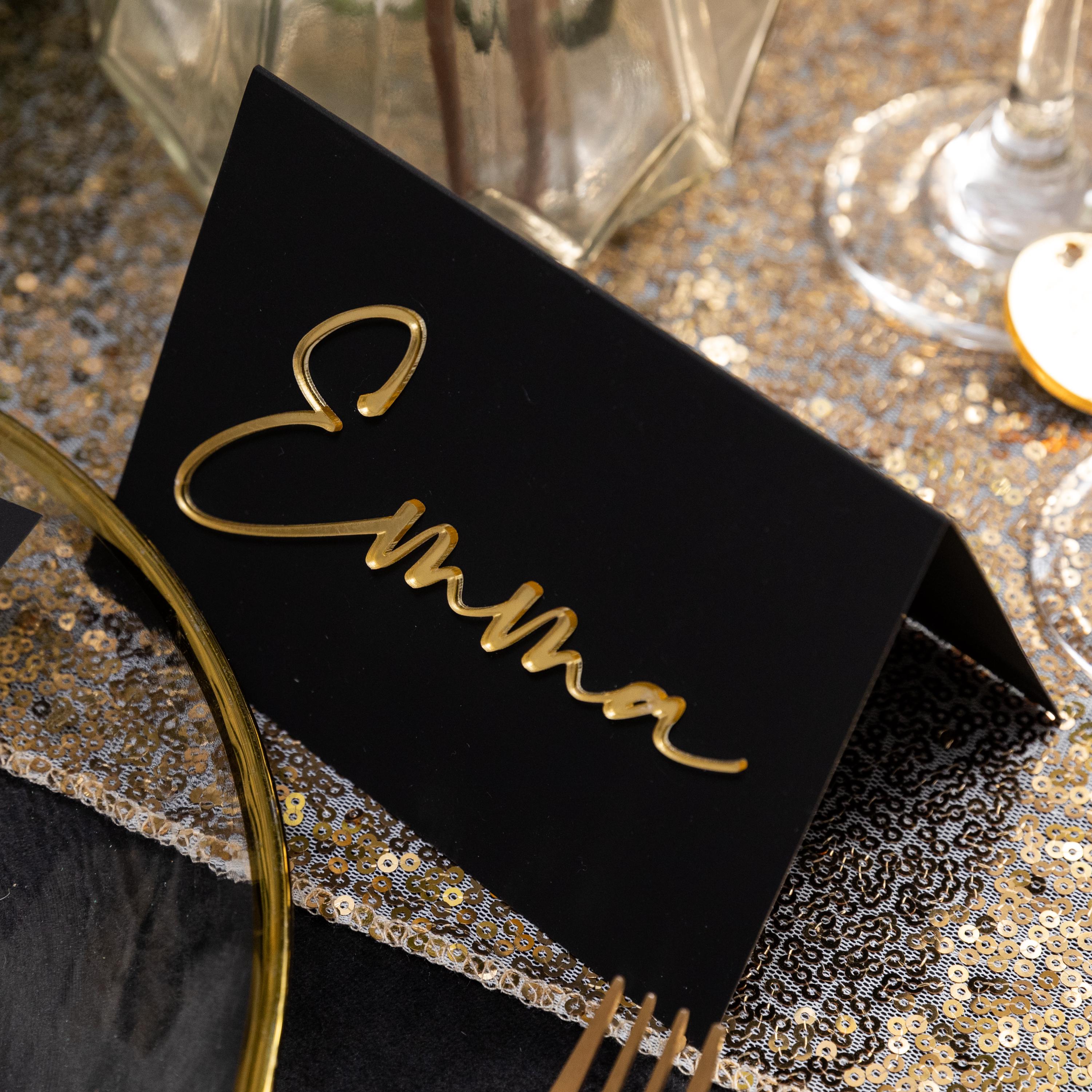 Luxury Gold Foil Menu Card With 3D Customized Name Tag - Etsy