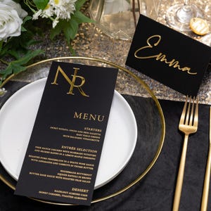 Luxury Gold Foil Menu Card With 3D Customized Name Tag - Etsy