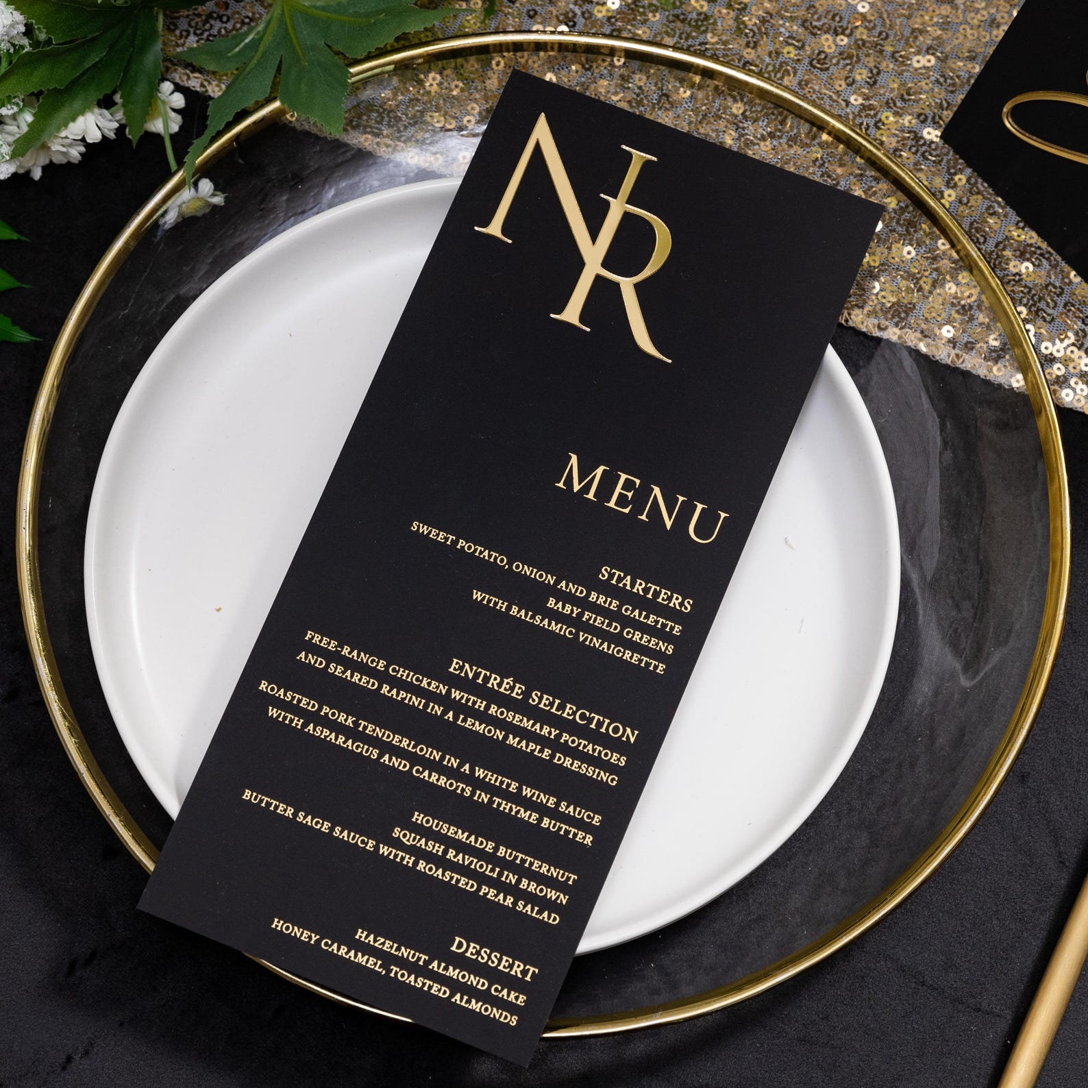Luxury Gold Foil Menu Card With 3D Customized Name Tag - Etsy