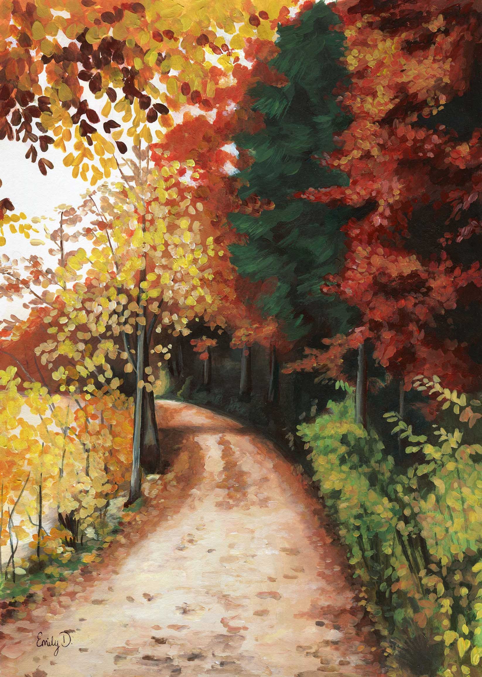 ORIGINAL PAINTING Acrylic "autumn Path" by Emily D. - Etsy