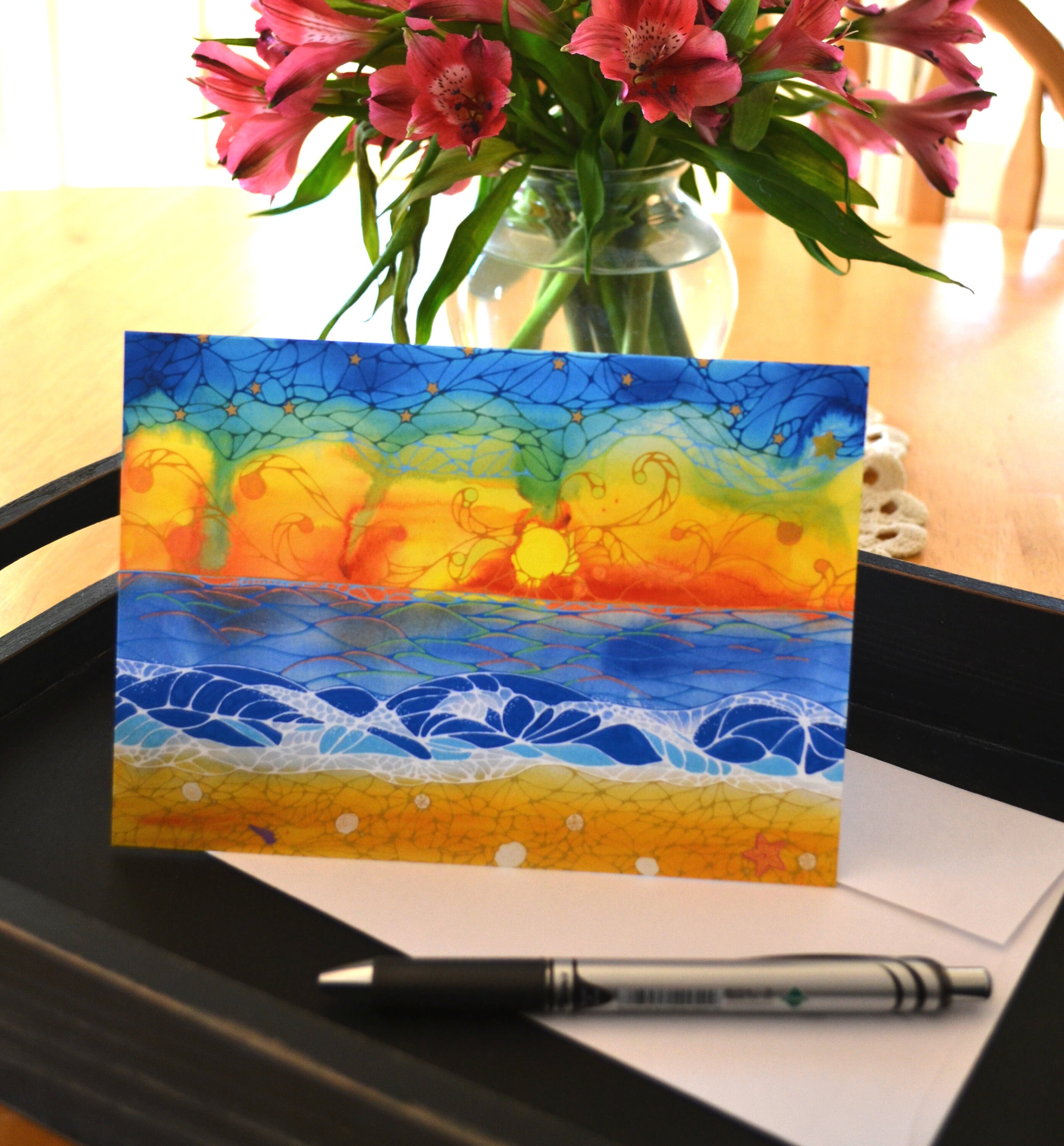 Sunset Abstract Art Greeting Card Blank Giclee Print - Etsy UK