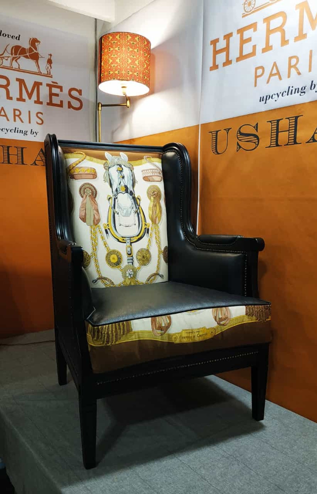 Bergere Leather Armchair Hermes Foulard Upcycling - Etsy