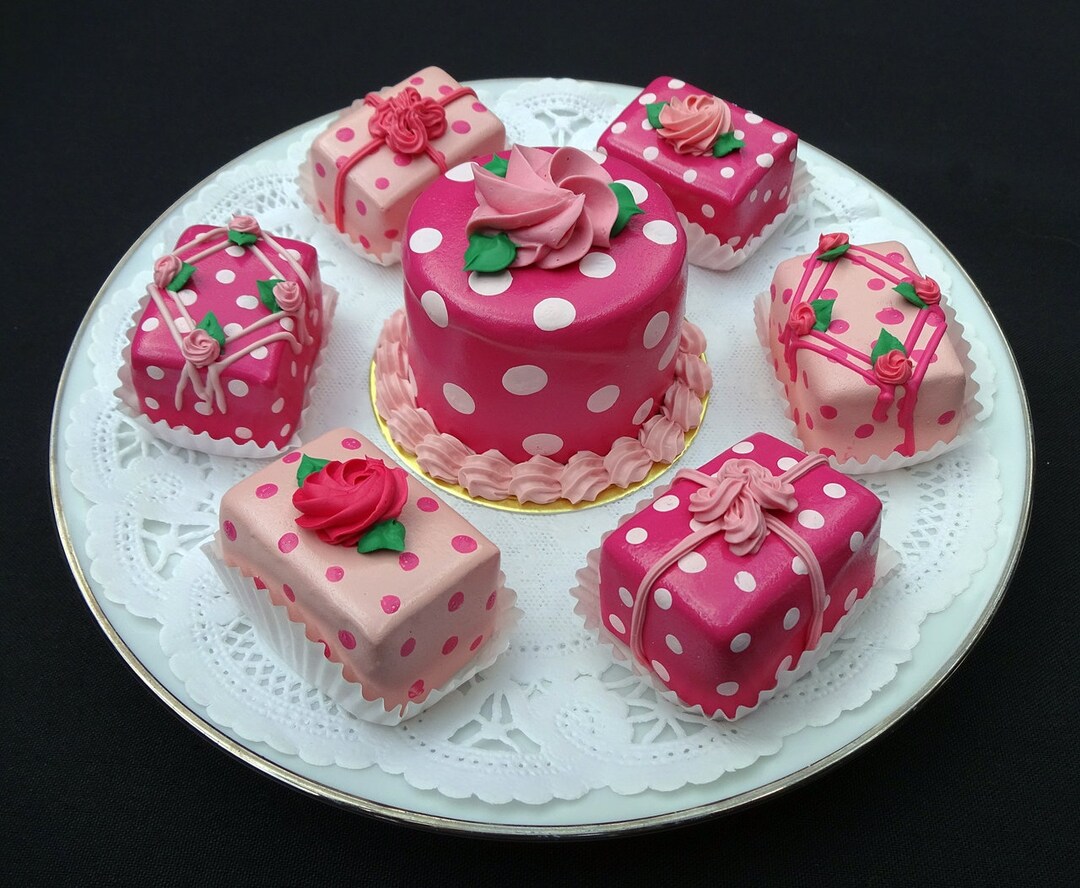 Adorable 7 Pc Pink and Dark Pink Dotted Pastry Set - Etsy