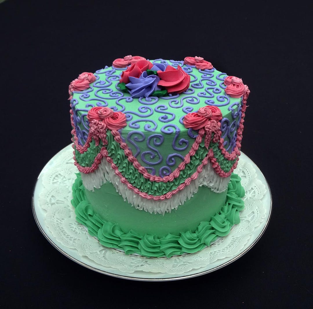 Violet, Hot Pink and Green 6 Inch Fake Fringe Cake - Etsy