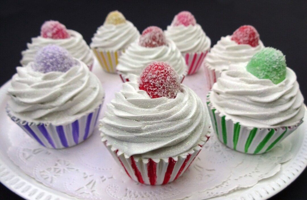 NEW White Frosting Sparkly Gumdrop Cupcake Fakes - Etsy