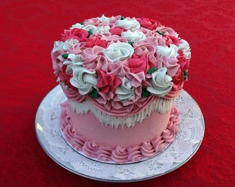 Stunning 8 Inch Pink Victorian Rose Fake Cake - Etsy