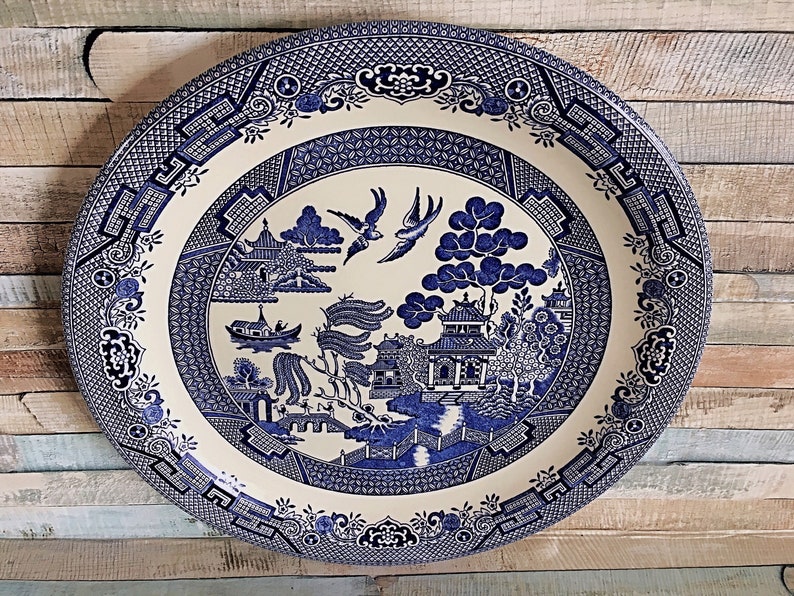 Churchill England Blue Willow England Platter Staffordshire | Etsy