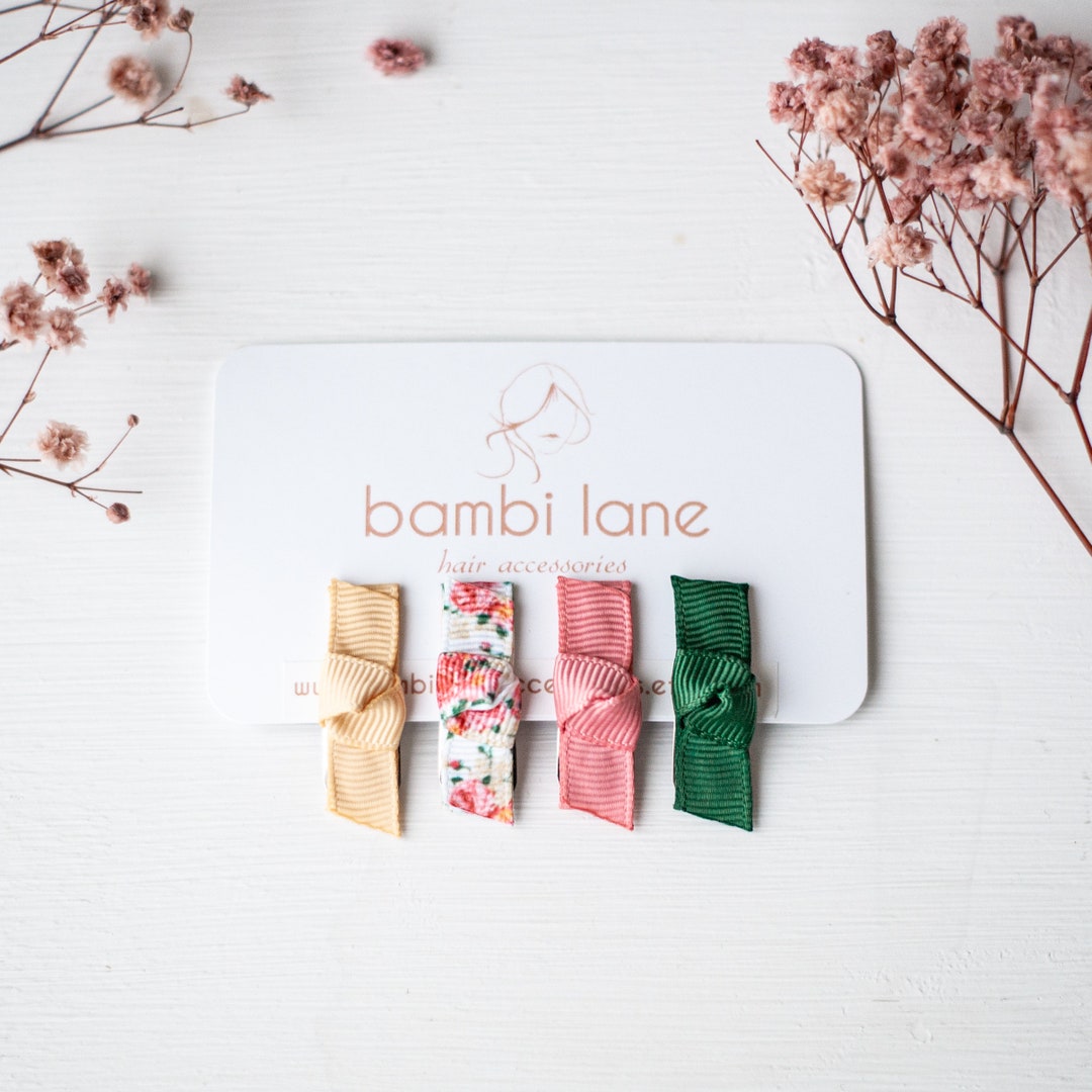 Small Bow Set, Tiny Baby Hair Bow, Gift for Baby Girl, Hair Clip, Bow ...