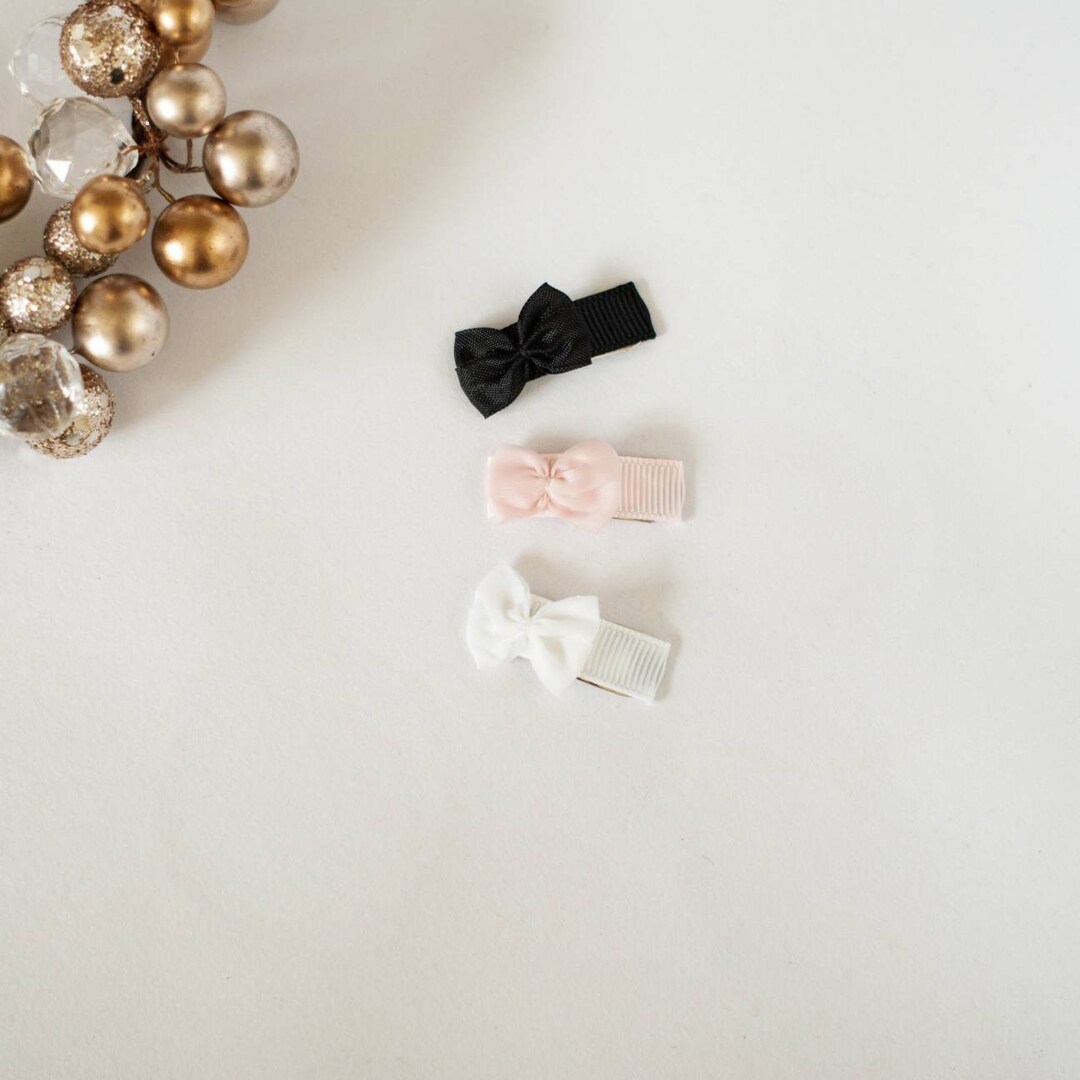 Baby Hair Clips, Mini Snap Clips, Tiny Baby Bow Set, Baby Girl, Neutral ...