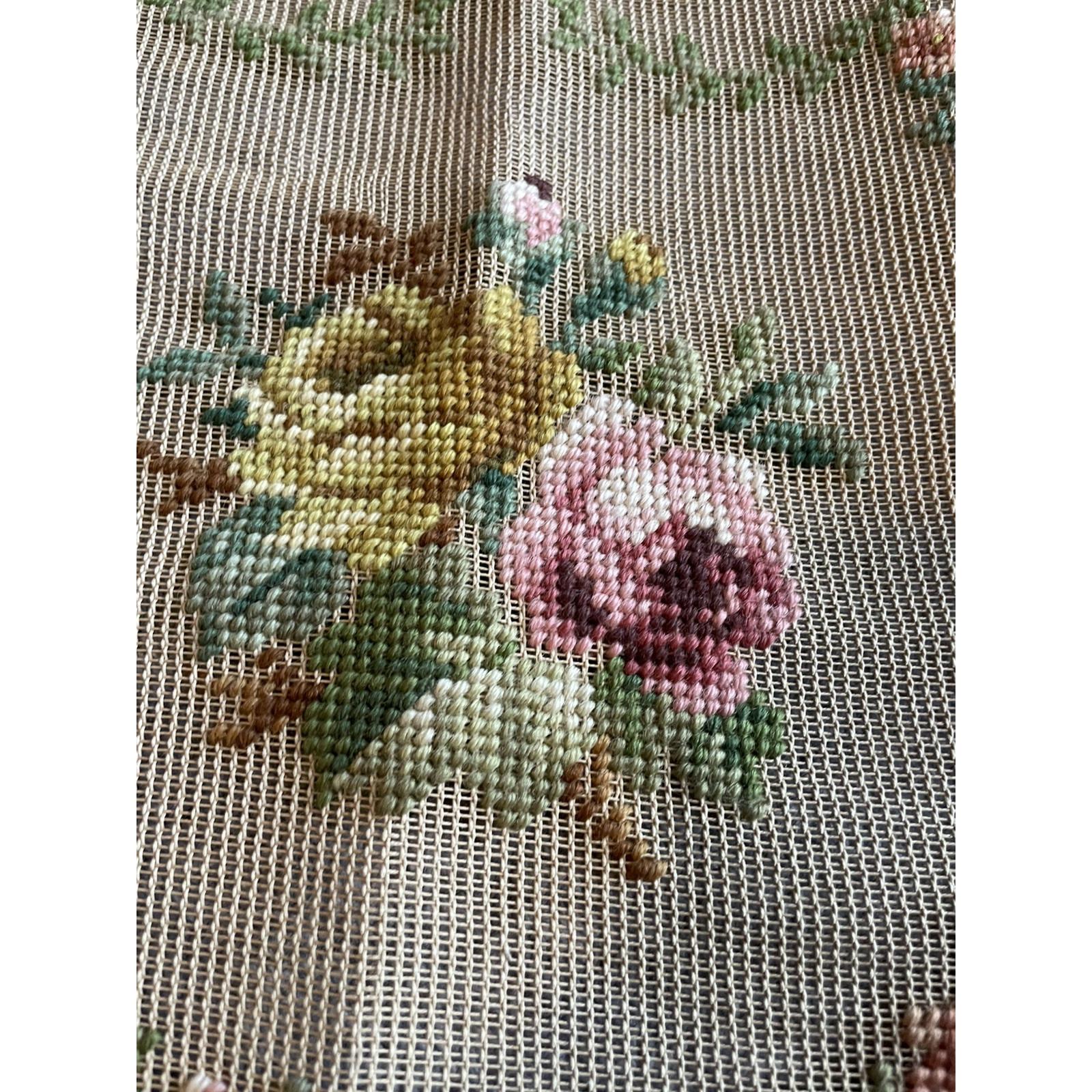 Vintage Bucilla Decorator Needlepoint Floral Tapestry Canvas 27"x27 ...