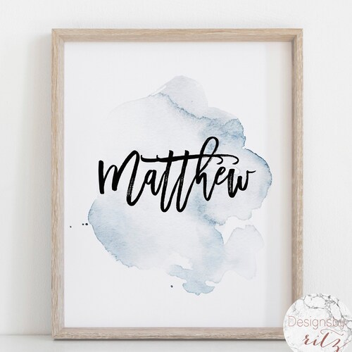 Watercolor Custom Name Print Pastel Nursery Printable | Etsy