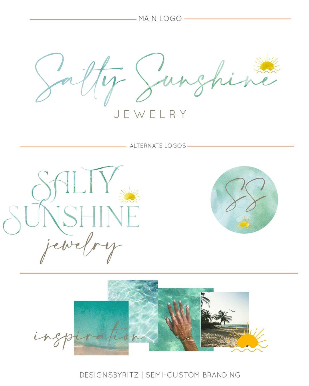 Sun Logo Design, Beach Business Branding Kit - Etsy