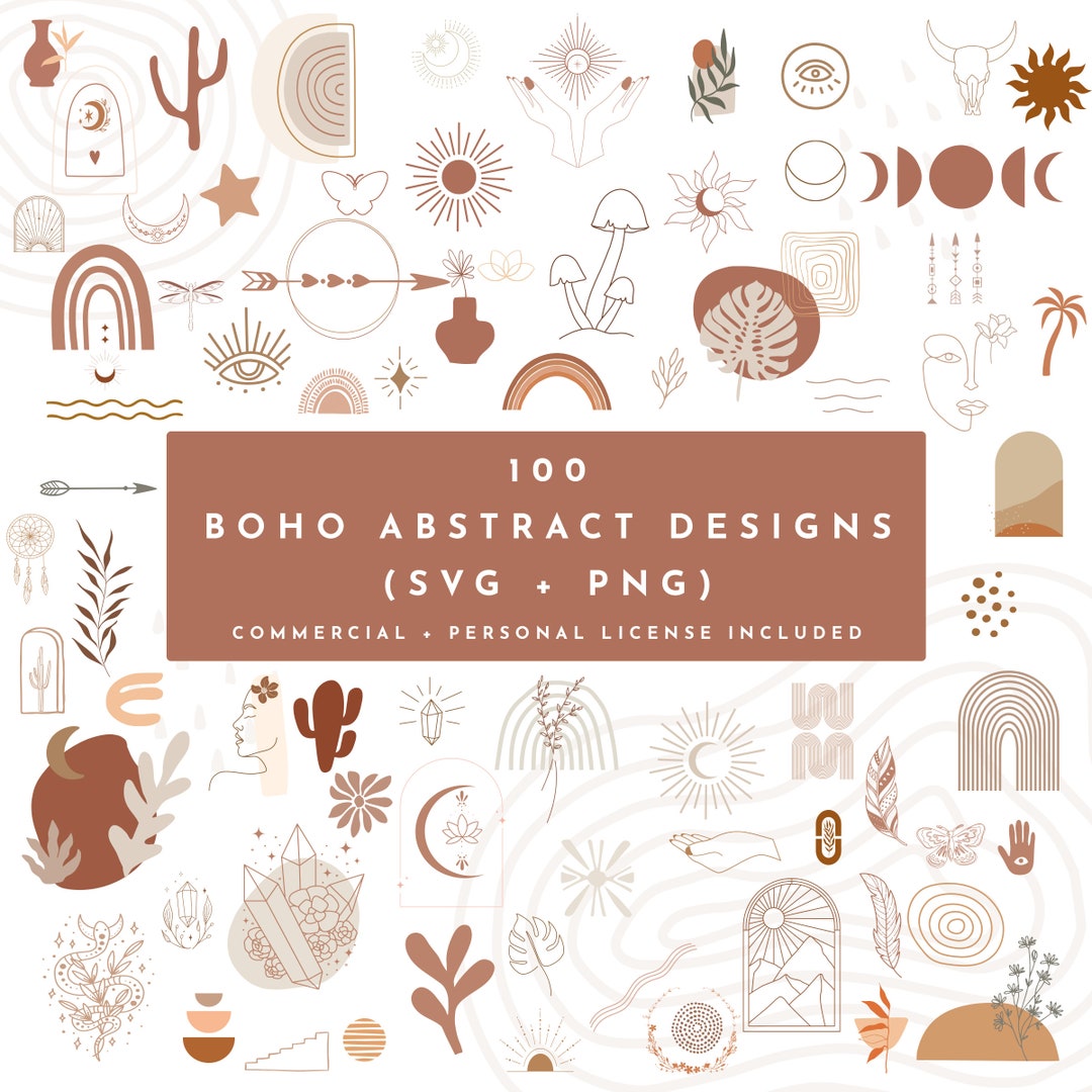 100 Boho SVG Bundle Abstract Svg File Bundle for Cricut Bohemian SVG ...