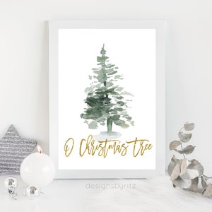 O Christmas Tree Printable Christmas Sign Wall Art Holiday Wall Decor ...