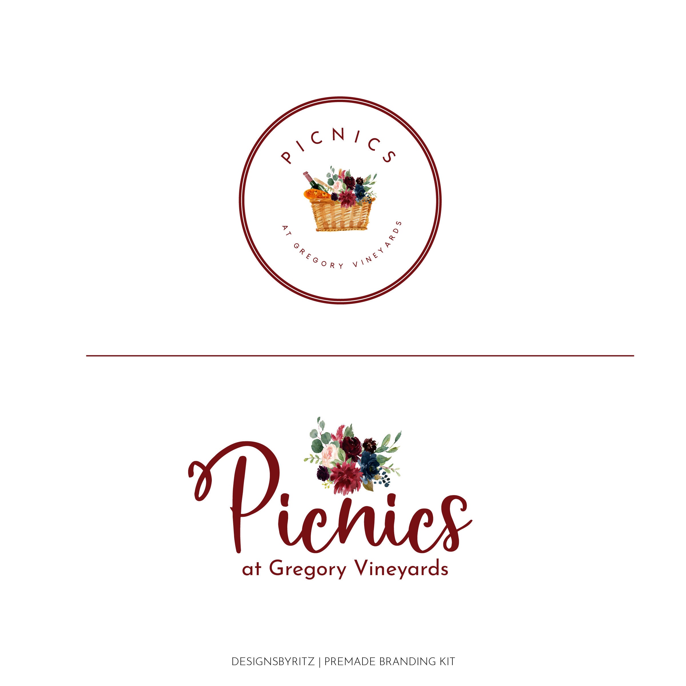 Food Logo Design Picnic logo design Rustic Logo business | Etsy