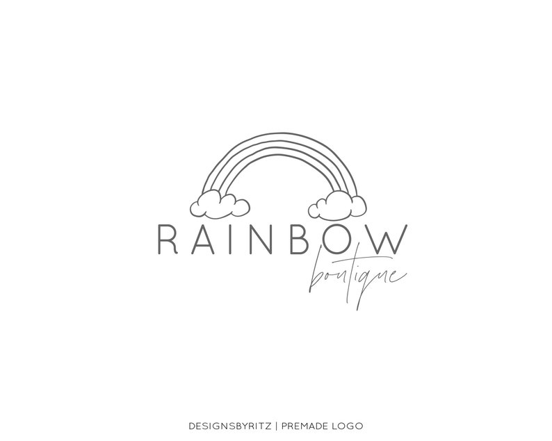 Rainbow Logo Premade Logo Design Minimalist Watermark Logo | Etsy