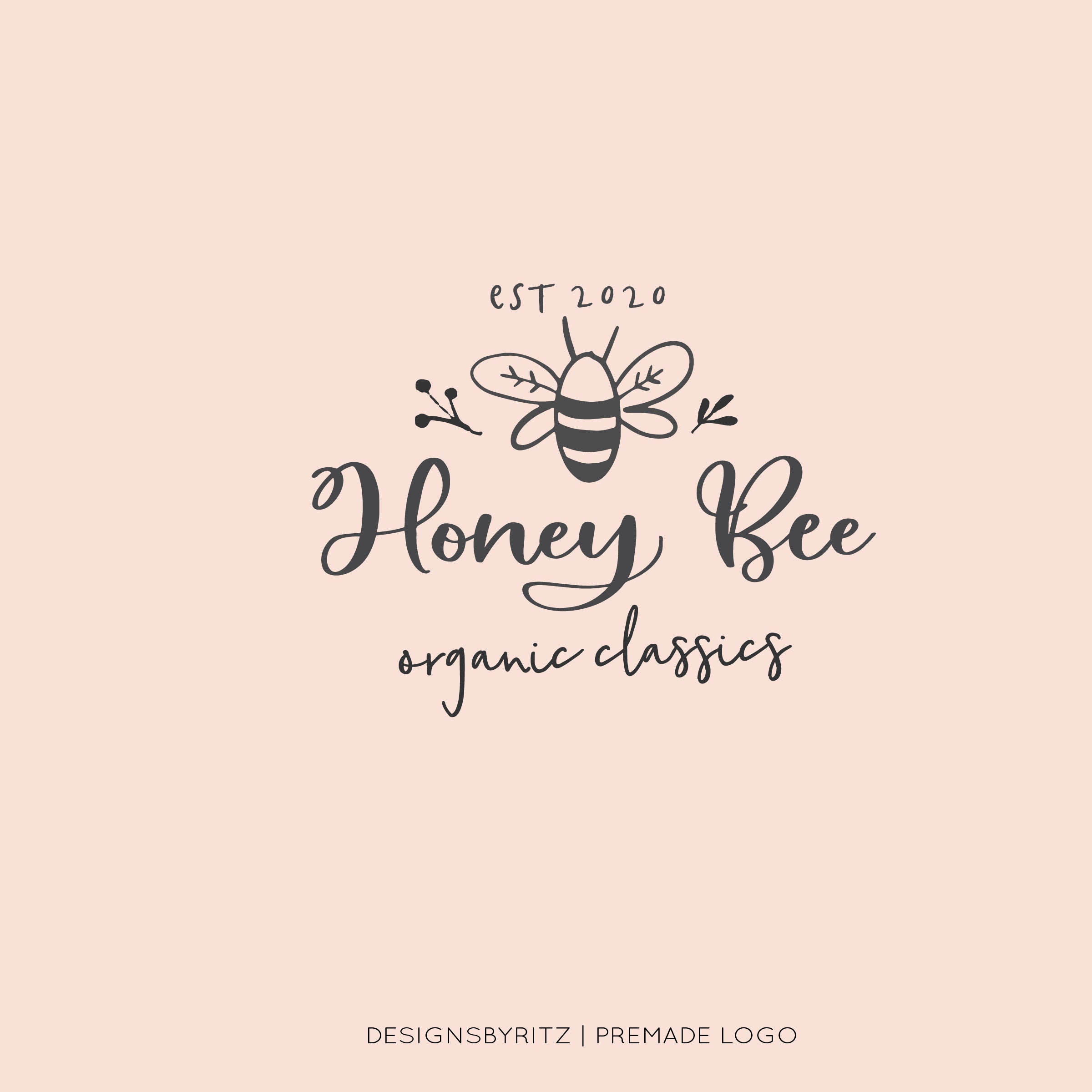 Stationery Paper Bee Logo Design Premade Logo Photography Logo Jewelry ...