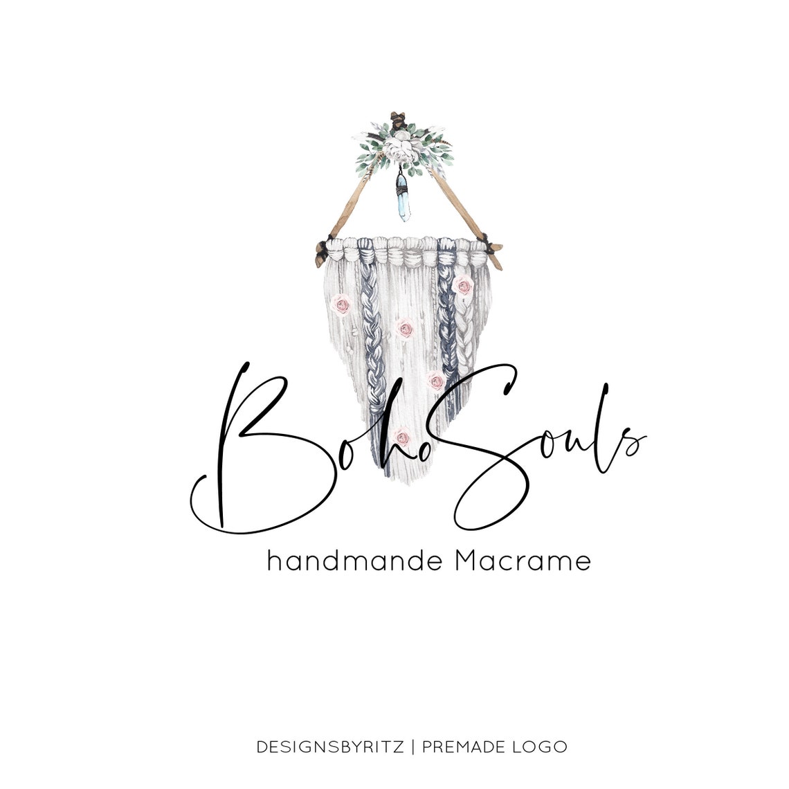 Boho Logo Premade Logo Design Macrame Logo Tribal Logo - Etsy
