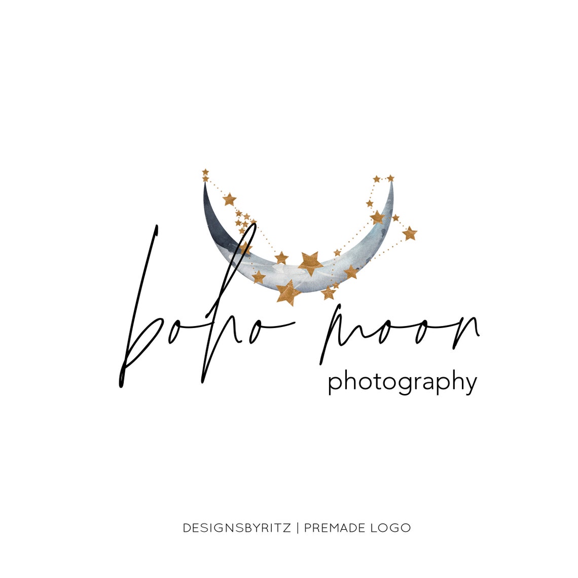 Moon Logo Design Premade Logo Design Photography Logo | Etsy