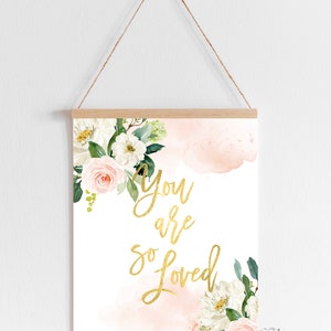 Modern Boho Nursery Printable Art, You Are so Loved Print, Blush Gold ...