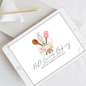 Custom Logo, Rolling Pin, Baking Logo Design, Food Logo, Watercolor ...