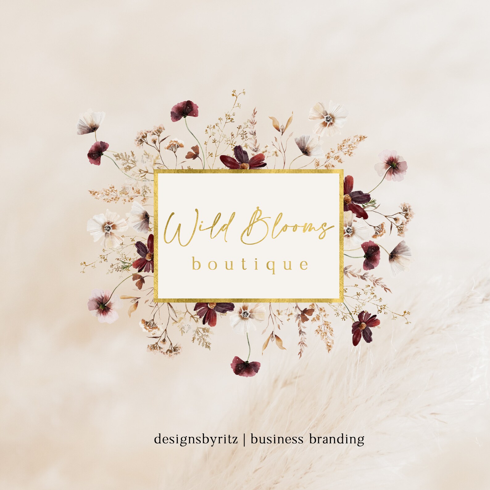 Floral Logo Design Wildflower Logo Design Business Boutique - Etsy