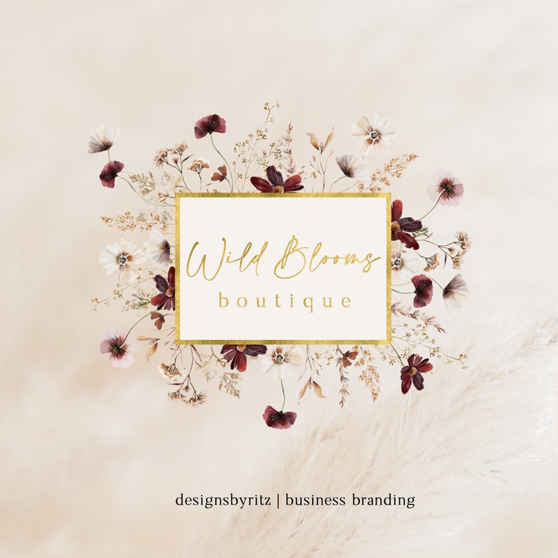 Floral Logo Design Wildflower Logo Design Business Boutique - Etsy