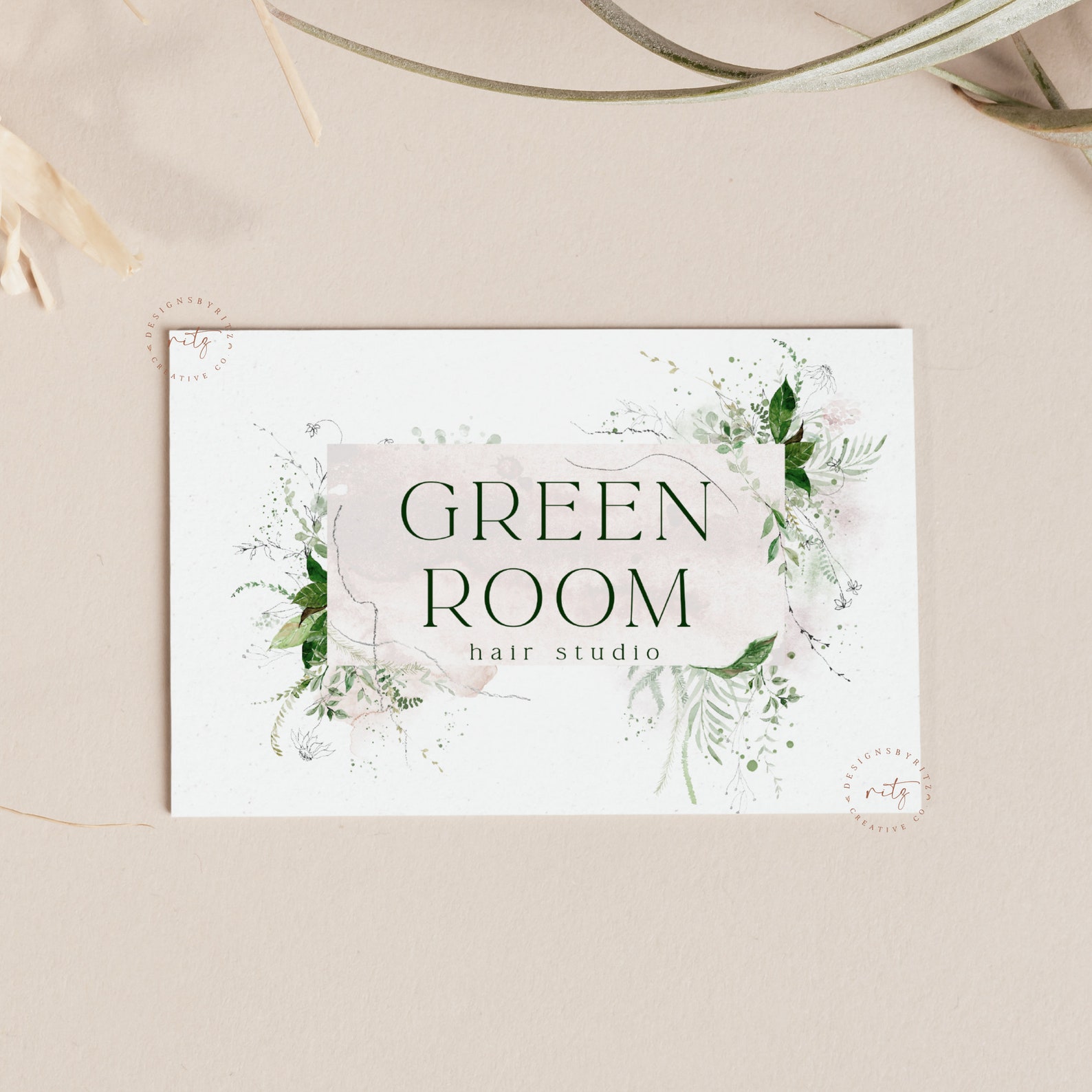 Greenery Premade Logo Design, Boho Business Branding Kit - Etsy