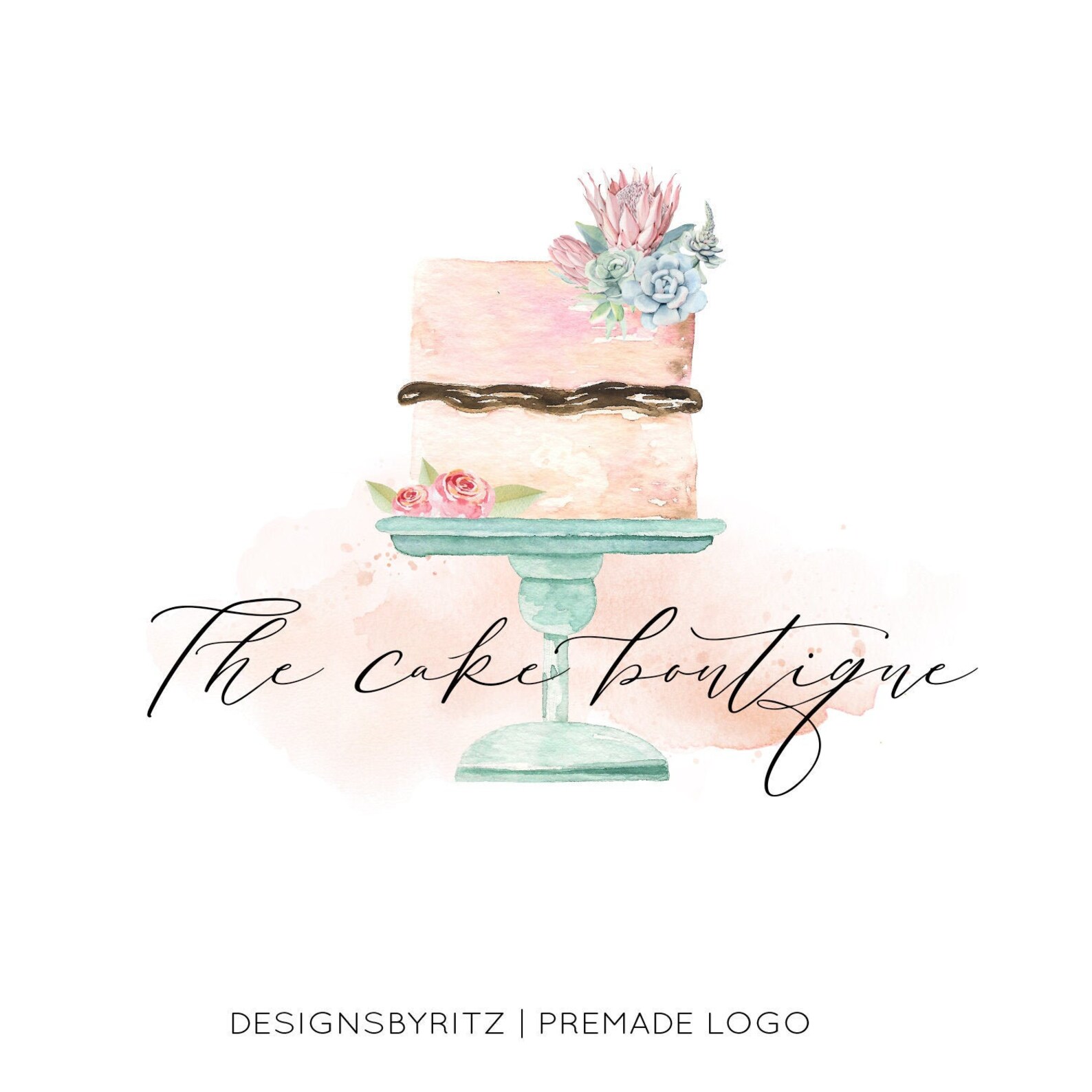 Cake Logo Design Premade Logo Wedding Cake Logo Cacti Logo | Etsy