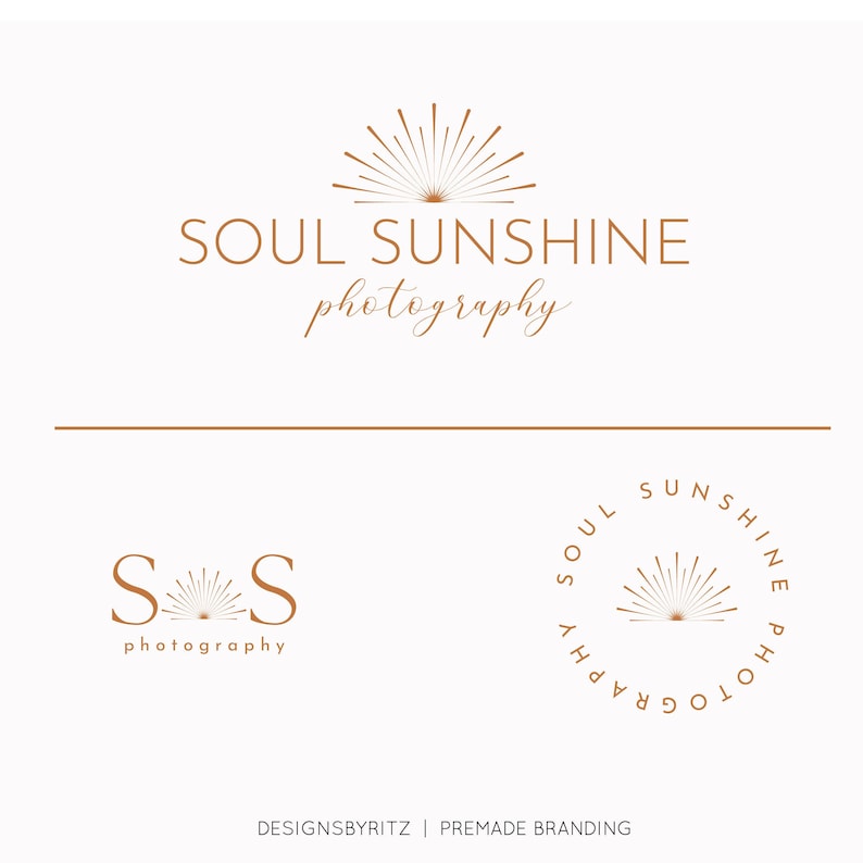 Sun Logo Design Boho Logo Branding Kit Business Boutique - Etsy