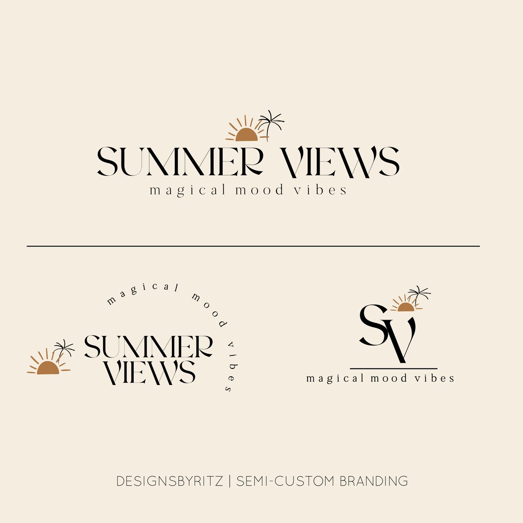 Tropical Sun Logo Design, Photography Logo and Watermark, Boutique Logo ...
