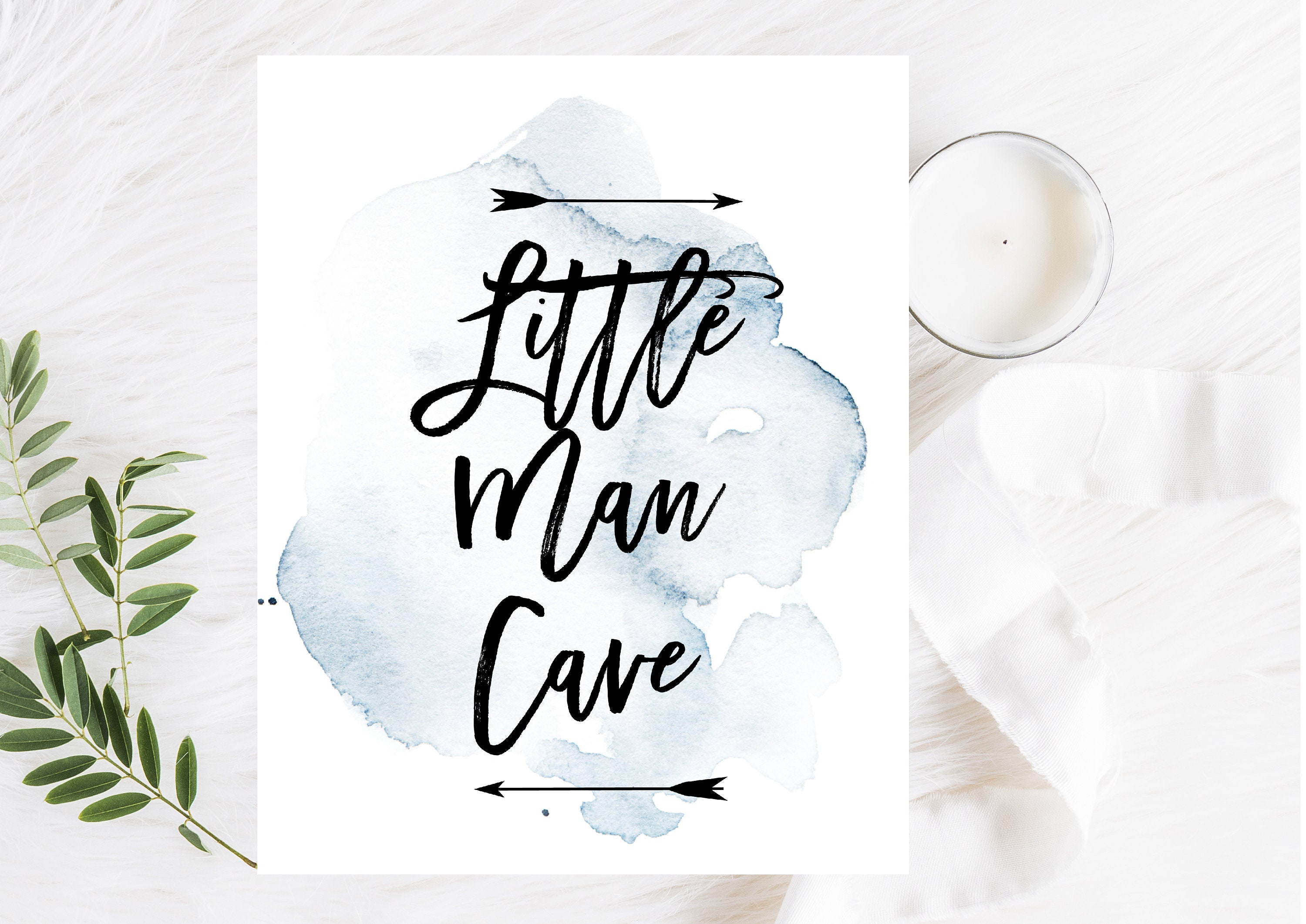 Boy Nursery Prints Printable Blue Watercolor Little Man Cave | Etsy