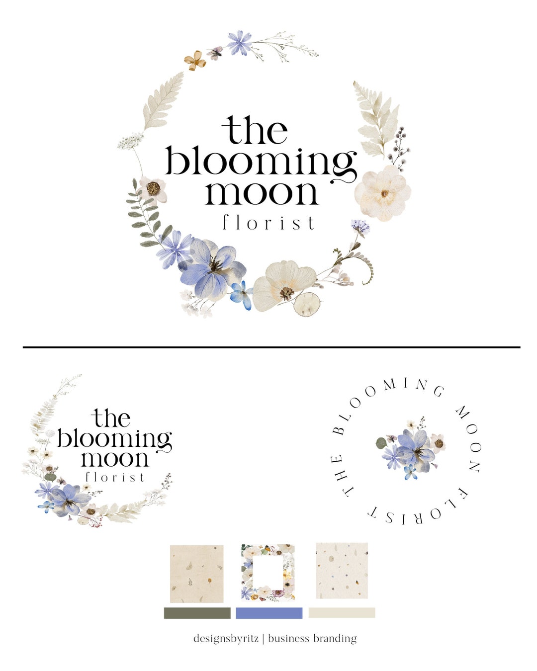 Boho Logo Design, Floral Logo Design, Logo Design Custom for Business ...