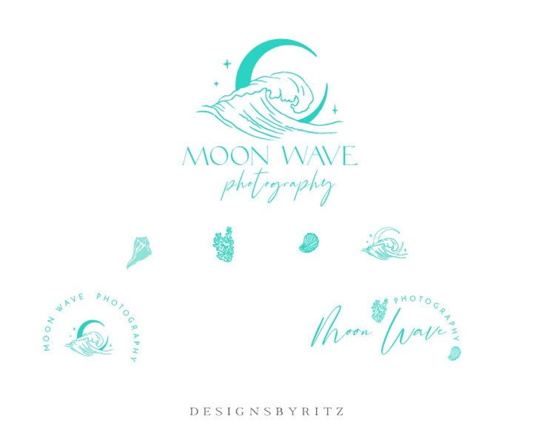 Wave Logo Design, Wellness Logo, Moon Logo, Boho Logo, Business ...