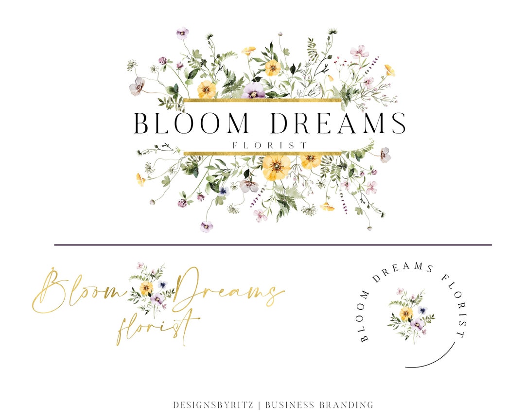 Floral Logo Design, Small Business Logo, Boutique Logo, Premade Logo ...