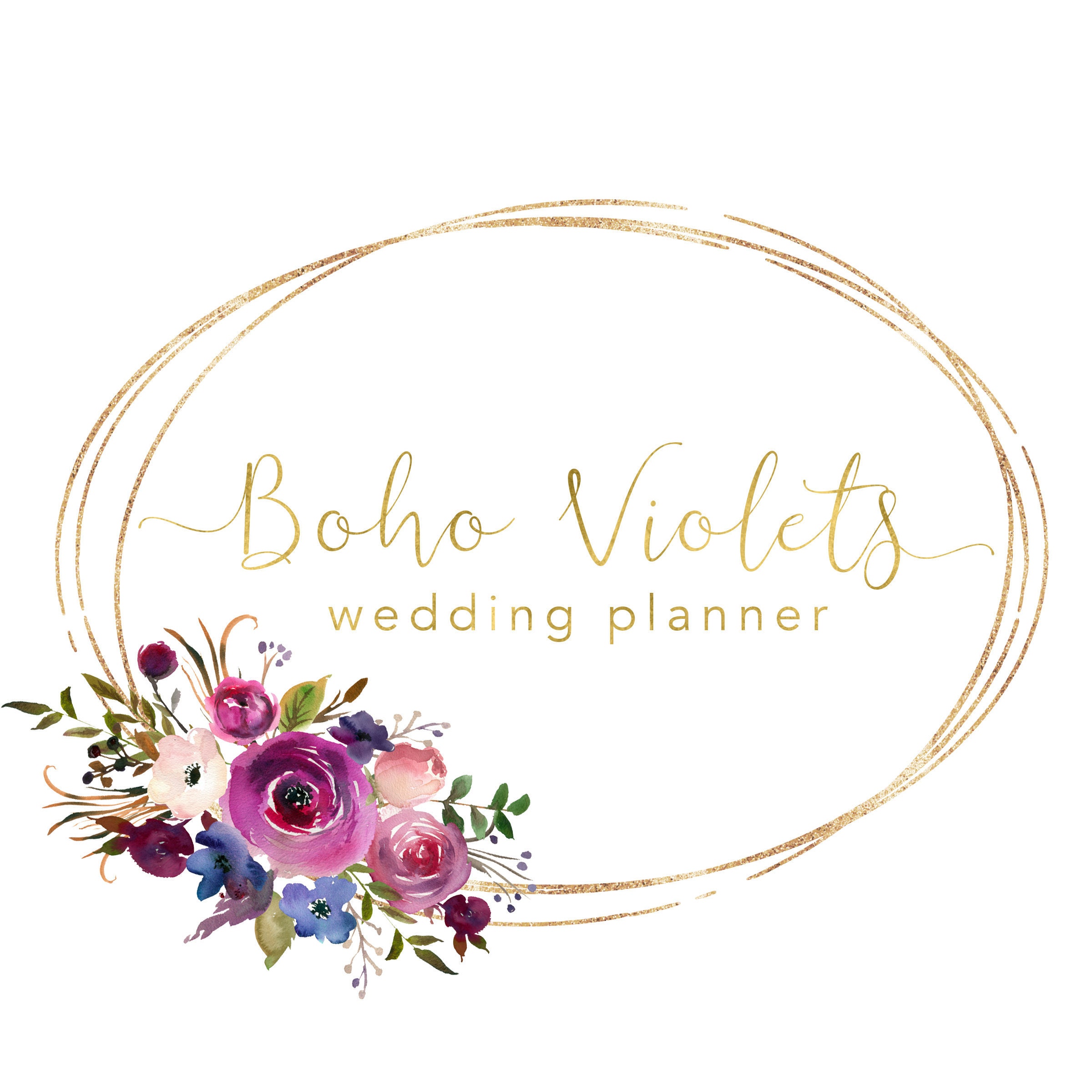 Premade Logo Design Branding Floral Wreath Logo Rustic Boho - Etsy UK