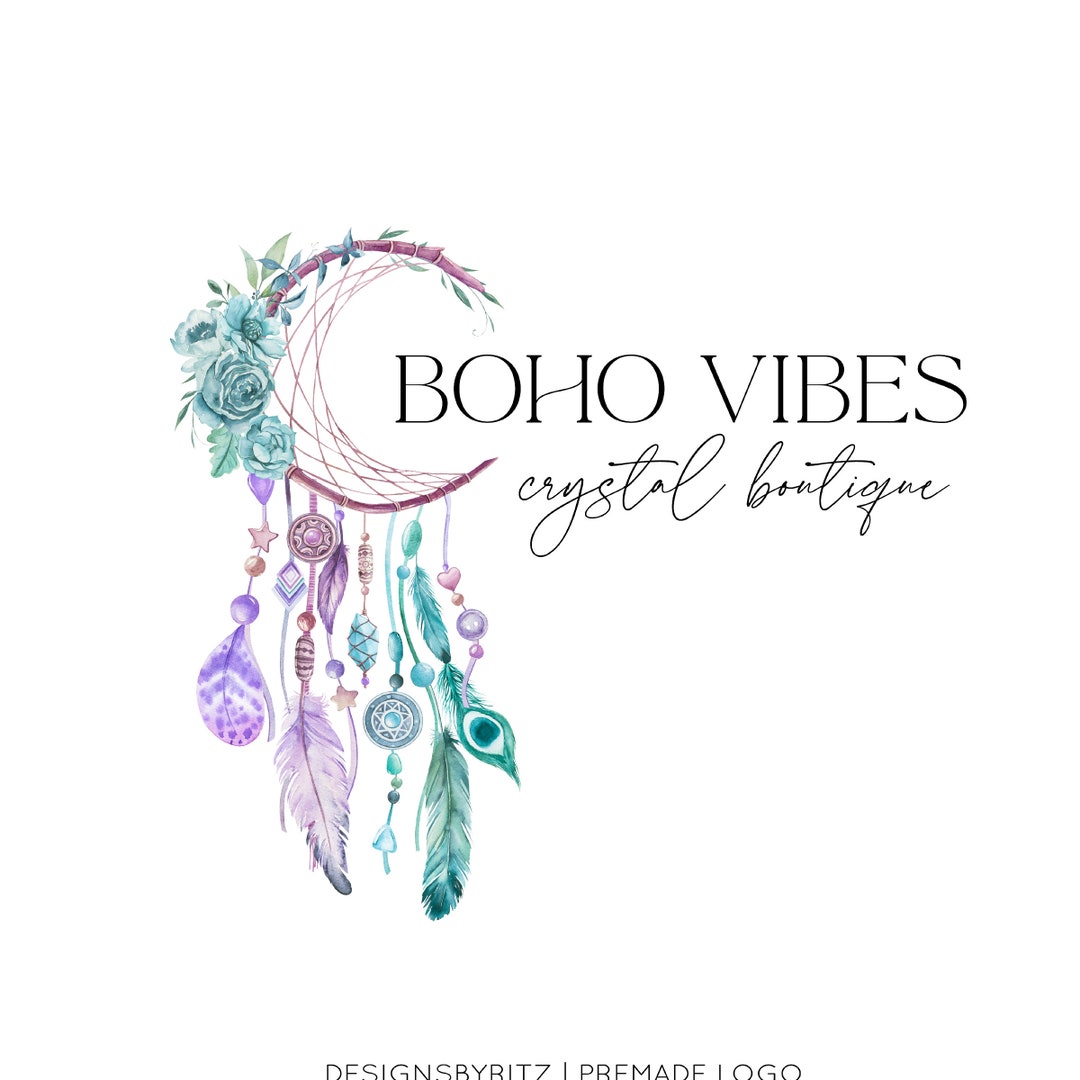 Premade Logo Design, Modern Boho Logo Watermark, Boutique Logo ...