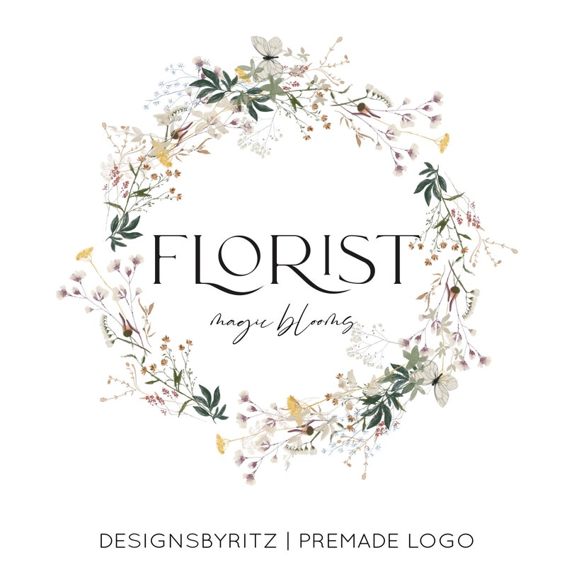 Wildflower Logo Design Beauty Logo Logo Design Custom for - Etsy