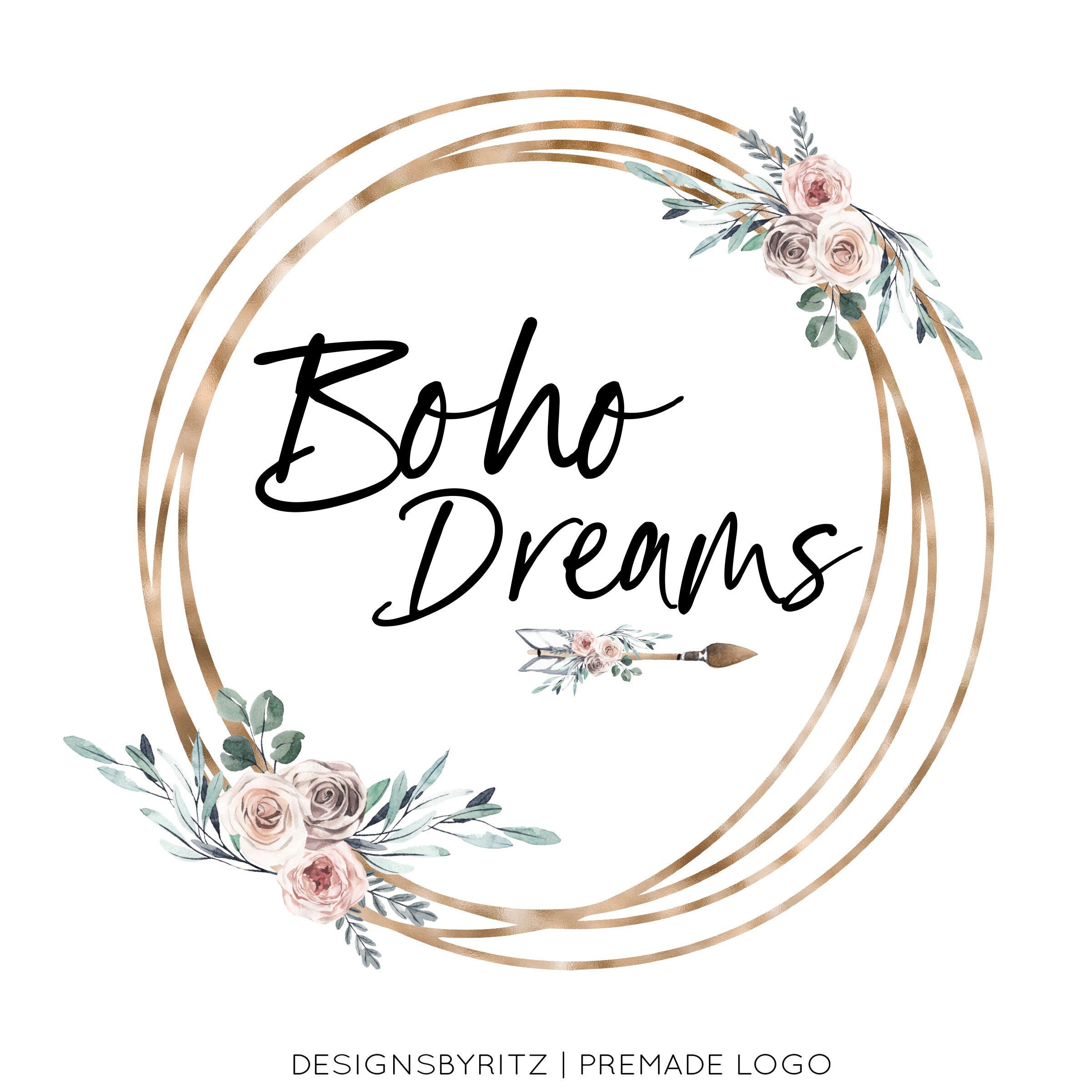 Rustic Logo Design Photography Logo Watermark Boho Logo | Etsy
